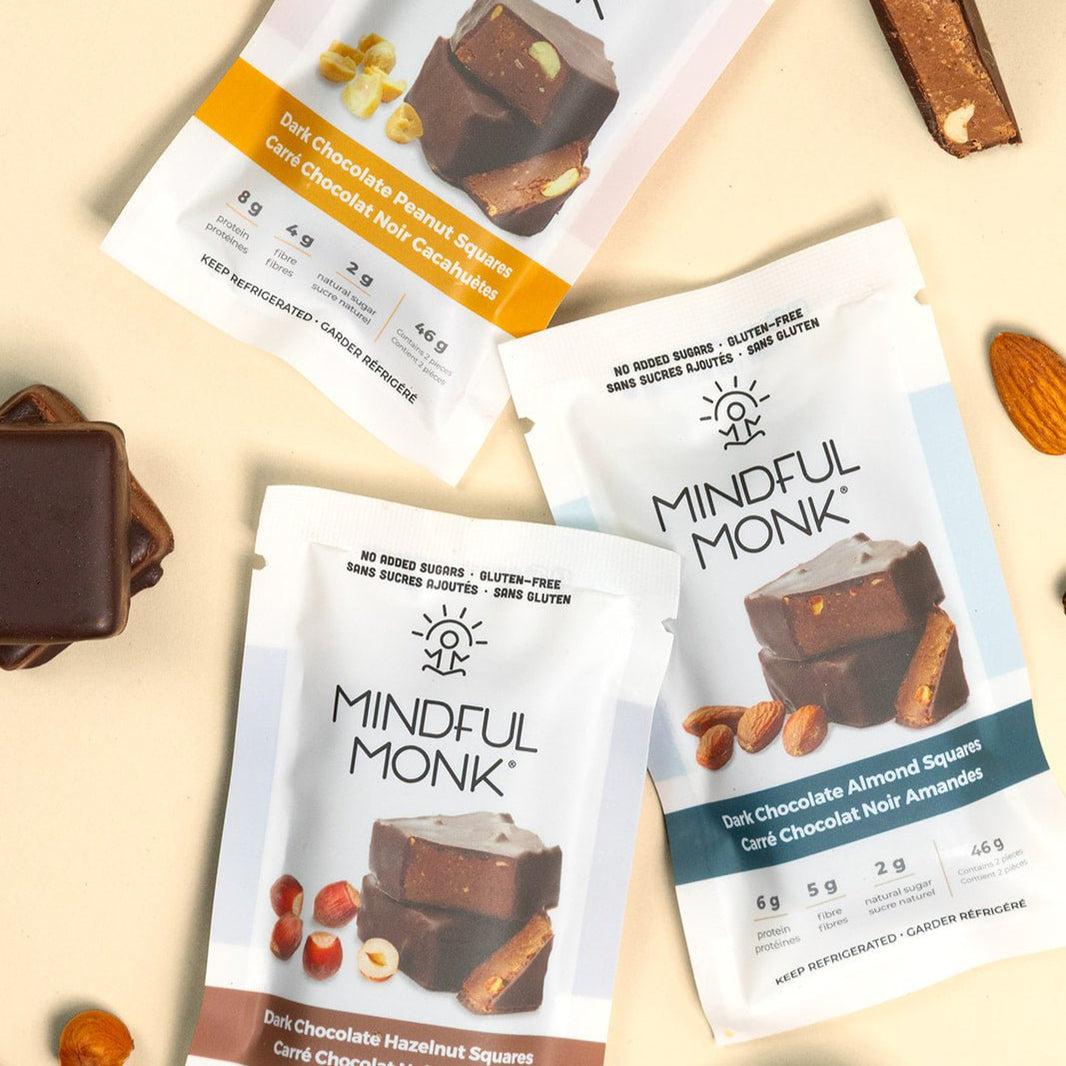 Monk Fruit | Dark Chocolate Hazelnut Squares | Mindful Monk